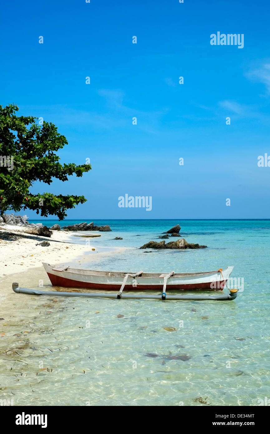 deserted pristine beach and crystal clear waters of karimunjawa island ...