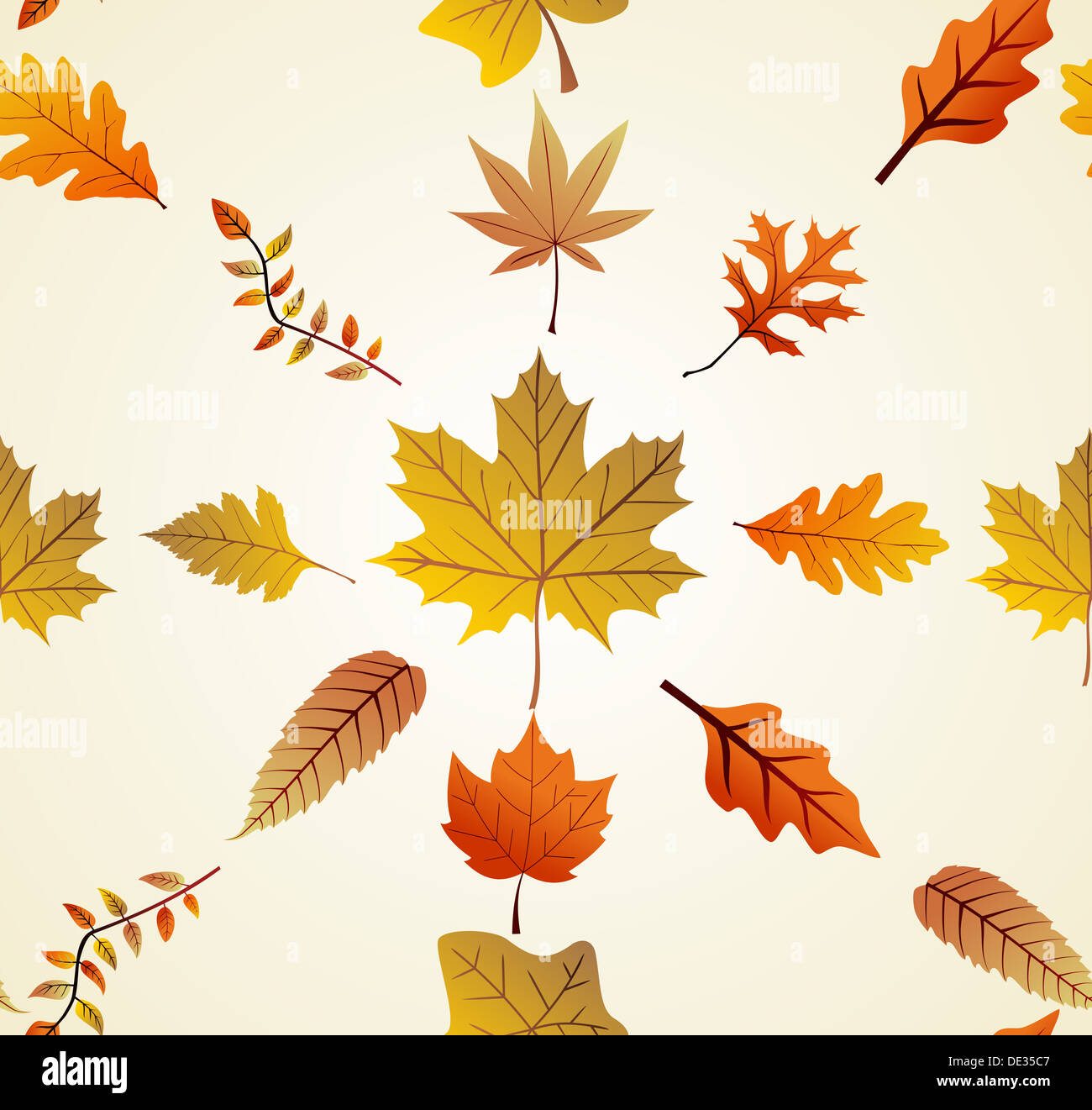 Autumn tree leaves composition seamless pattern background. EPS10 ...