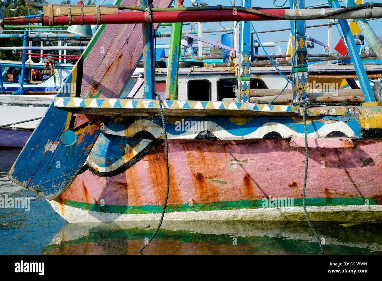 traditional small fishing boats on karimunjawa island java indonesia ...