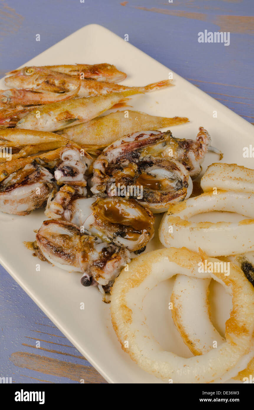 Traditional Spanish tapa, assortment of fried fish Stock Photo - Alamy