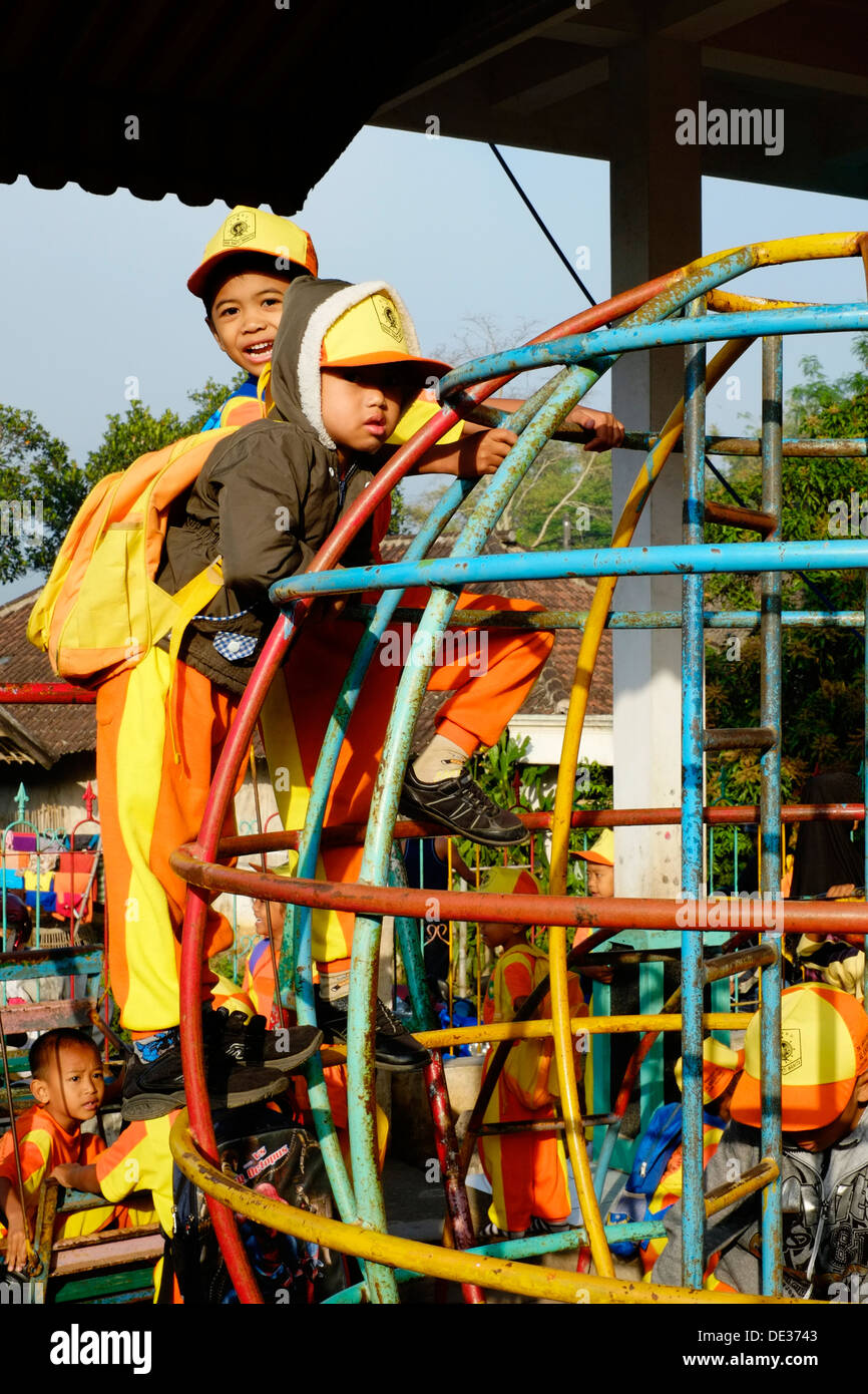young local school children at their elementary school in java ...