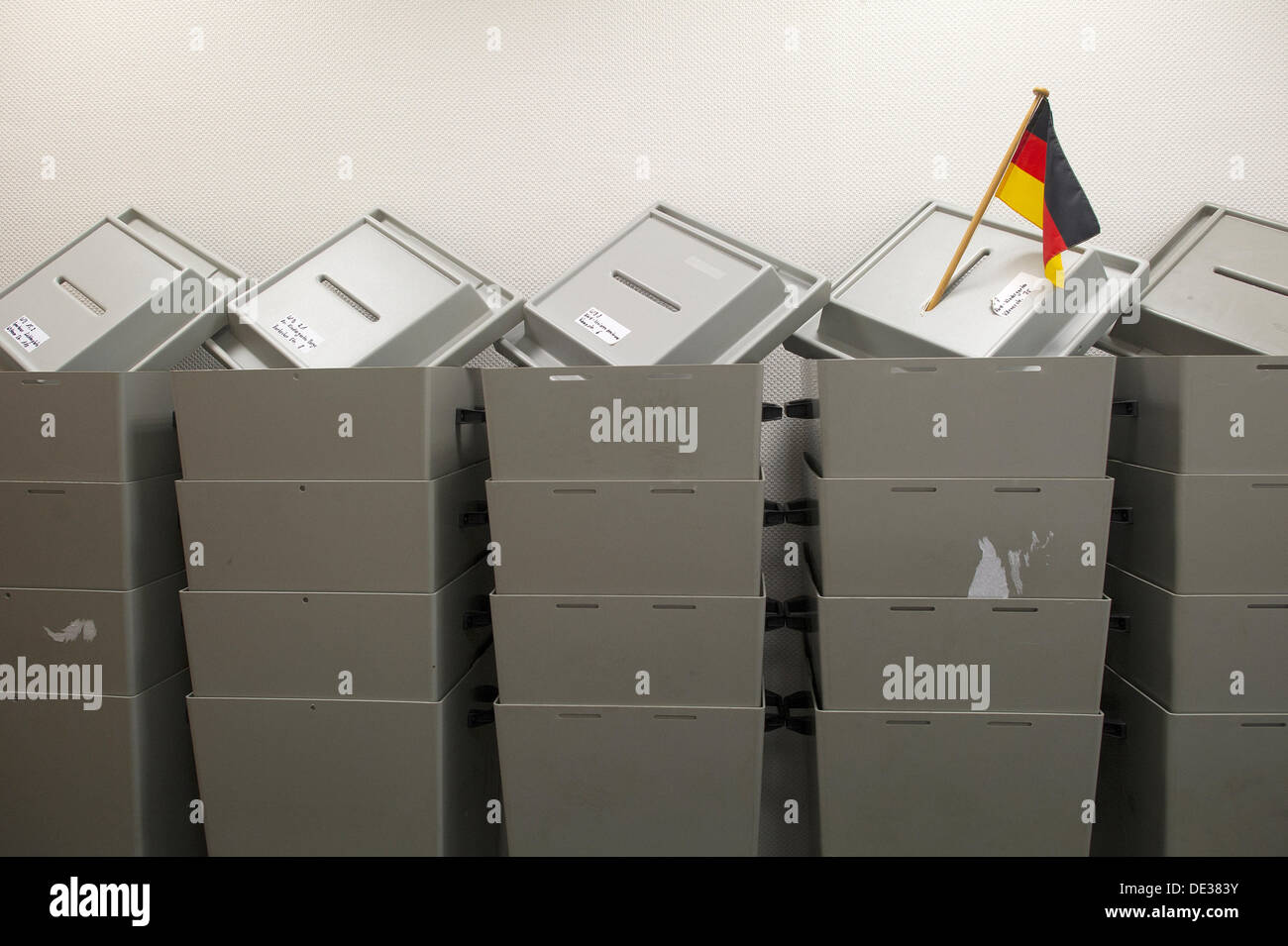 ILLUSTRATION - Five stacks of ballot boxes are ready to be transported ...