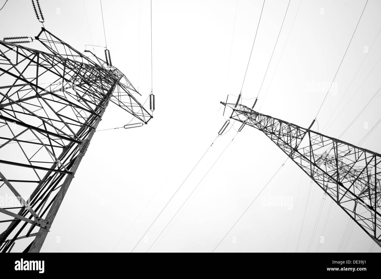 Electricity pylon isolated on white Stock Photo - Alamy