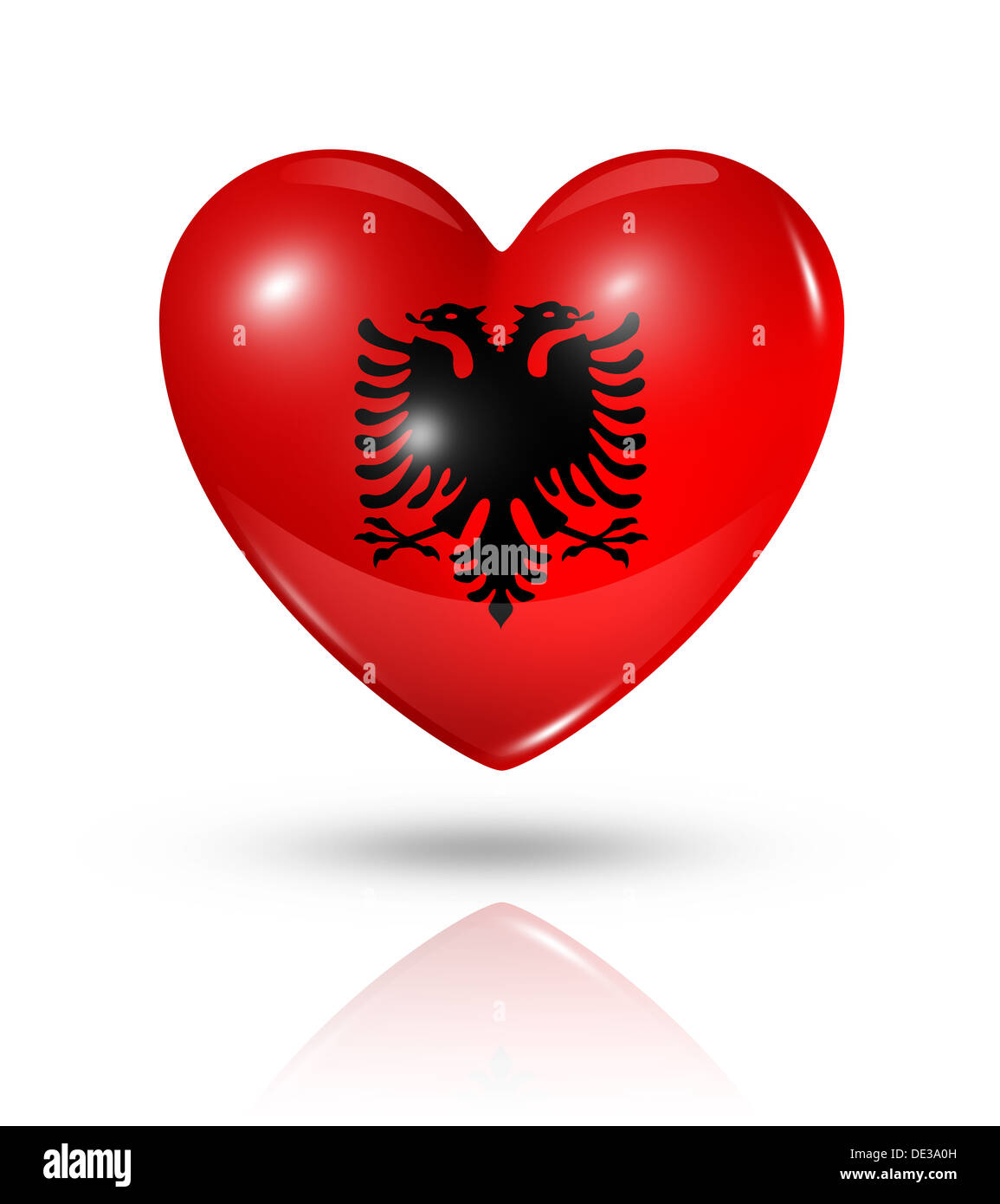 Love Albania symbol. 3D heart flag icon isolated on white with clipping ...