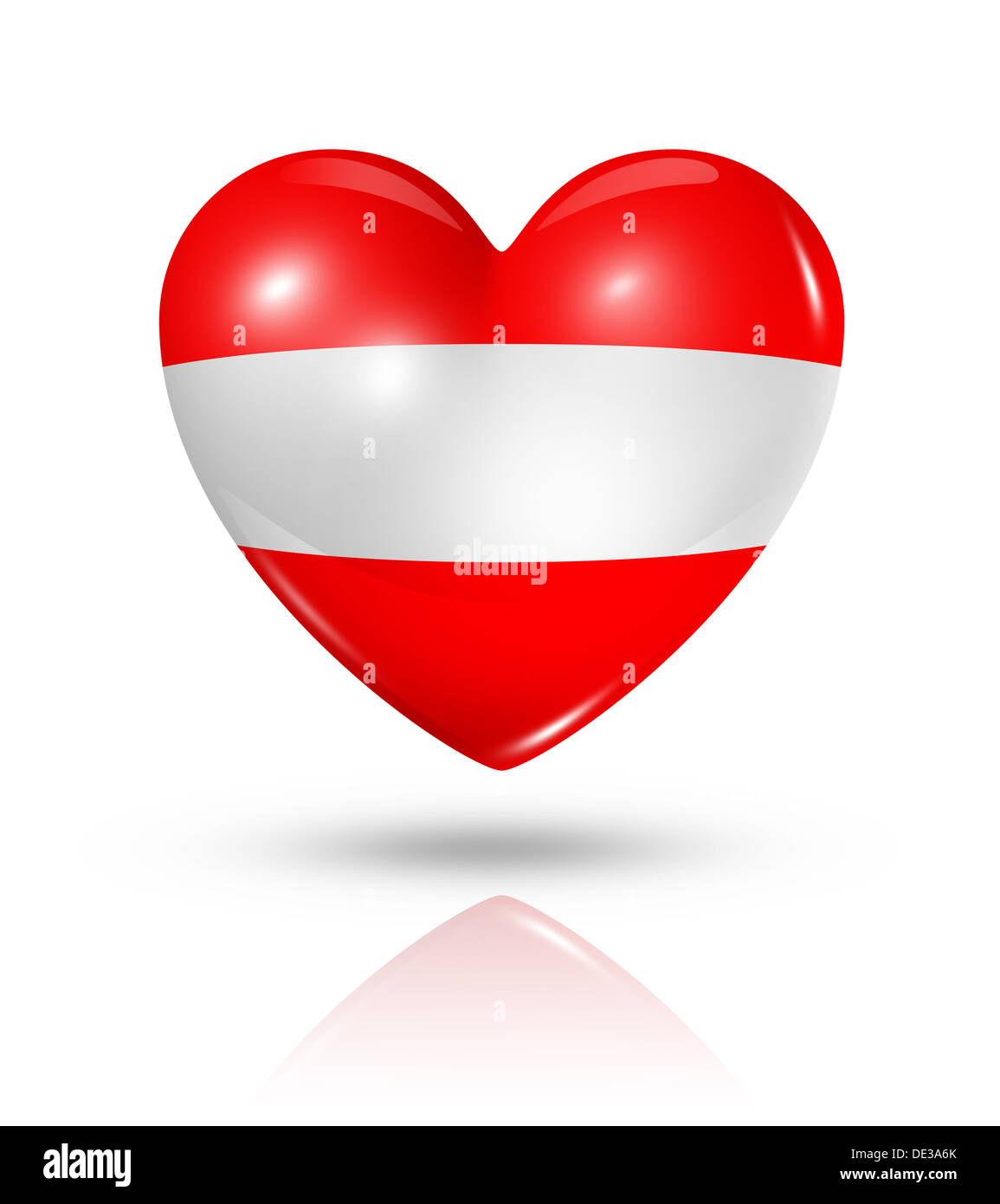 Love Austria symbol. 3D heart flag icon isolated on white with clipping ...