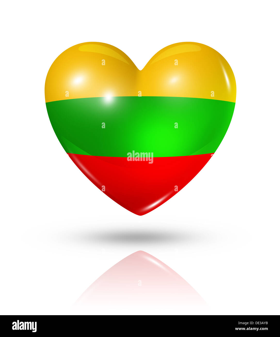 Love Lithuania symbol. 3D heart flag icon isolated on white with ...