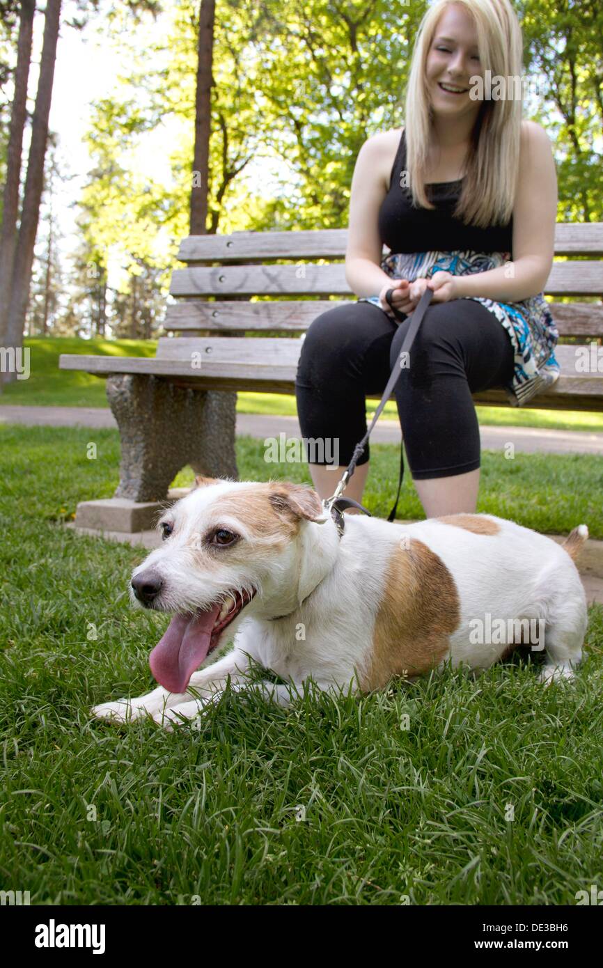 Portrait of a lady with a dog hi-res stock photography and images - Alamy