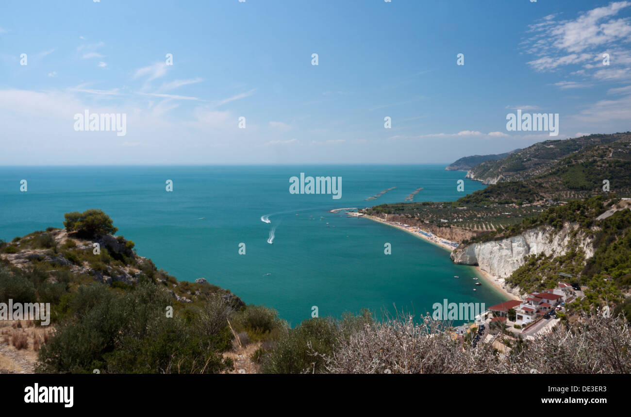 Wonderful view of the rocky coast of the peninsula Gargano in the ...