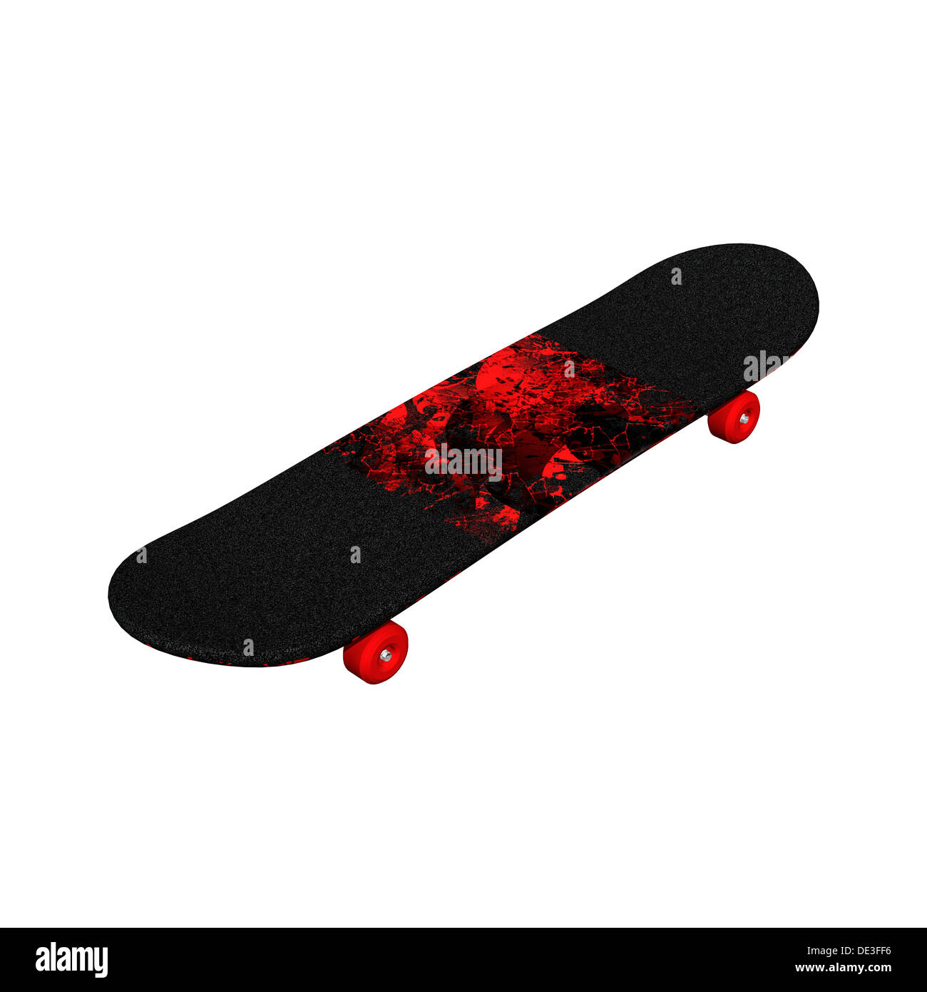 3D digital render of a red and black skateboard isolated on white ...