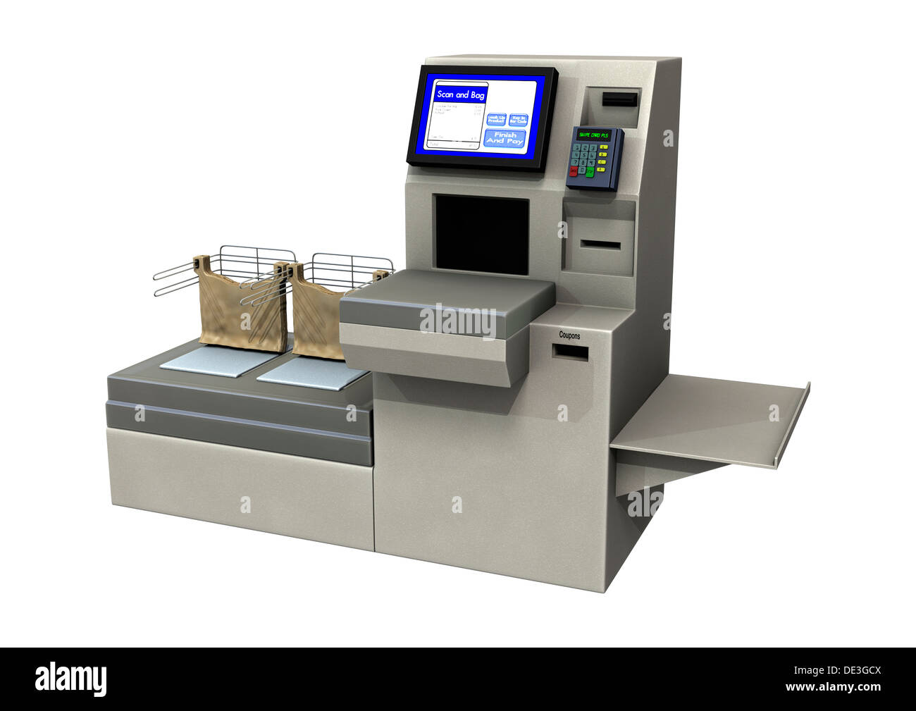 3D digital render of a quick check lane isolated on white background ...