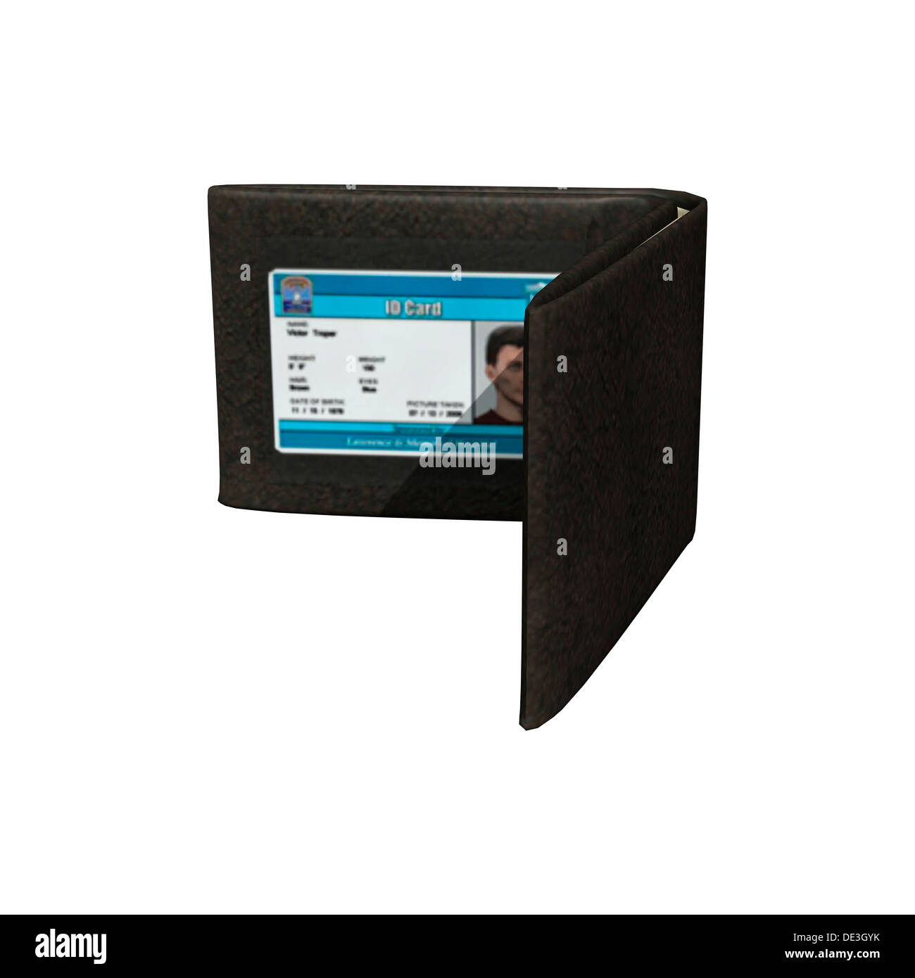 3D digital render of a wallet with an ID card isolated on white ...