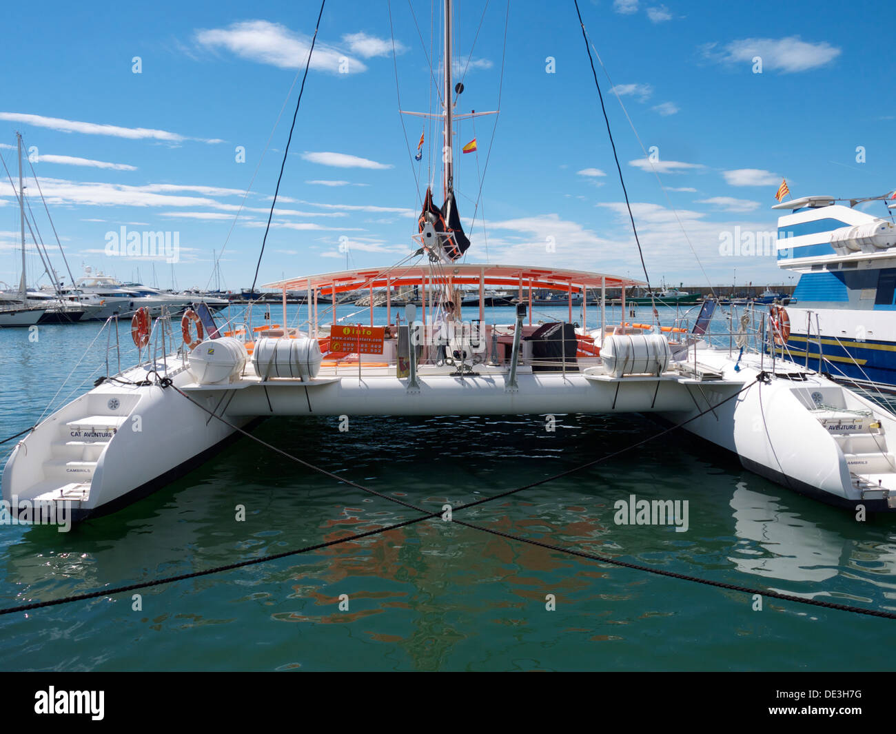 Catamaran moored in a harbor in Spain Stock Photo - Alamy
