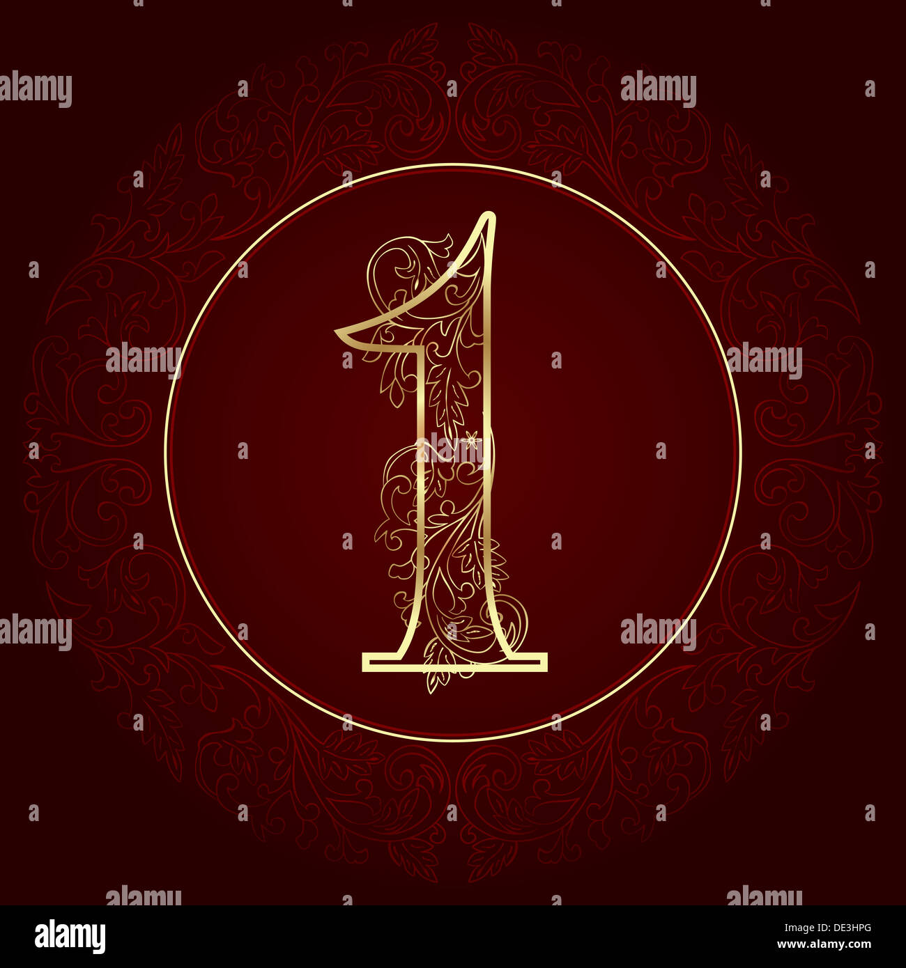 Vintage floral number 1 hi-res stock photography and images - Alamy
