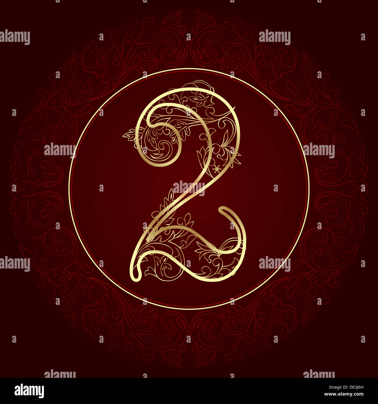 Vintage floral number 2 Stock Photo - Alamy