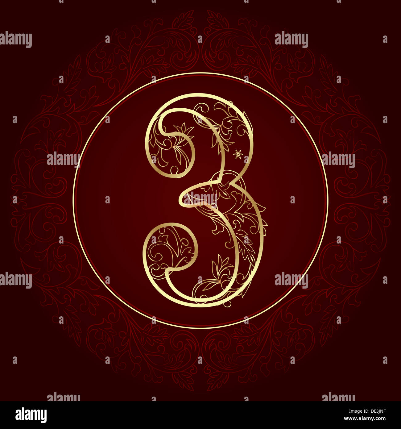Vintage floral number 3 Stock Photo - Alamy