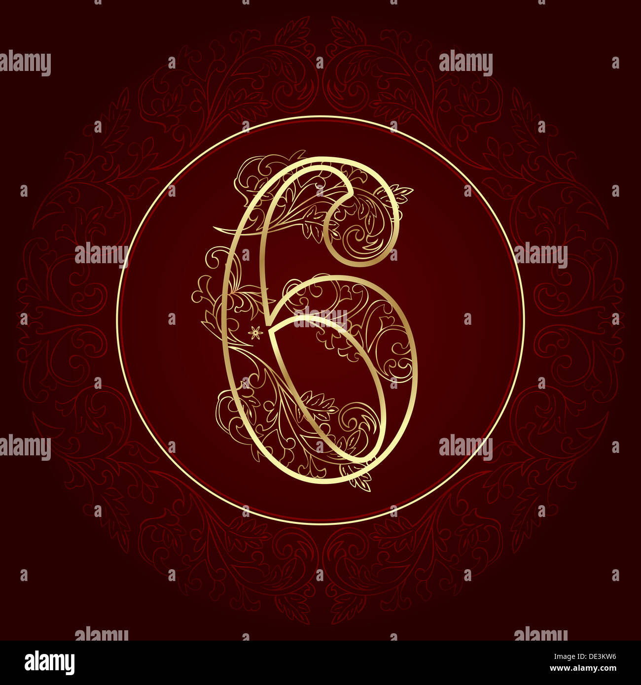 Floral number six design hi-res stock photography and images - Alamy