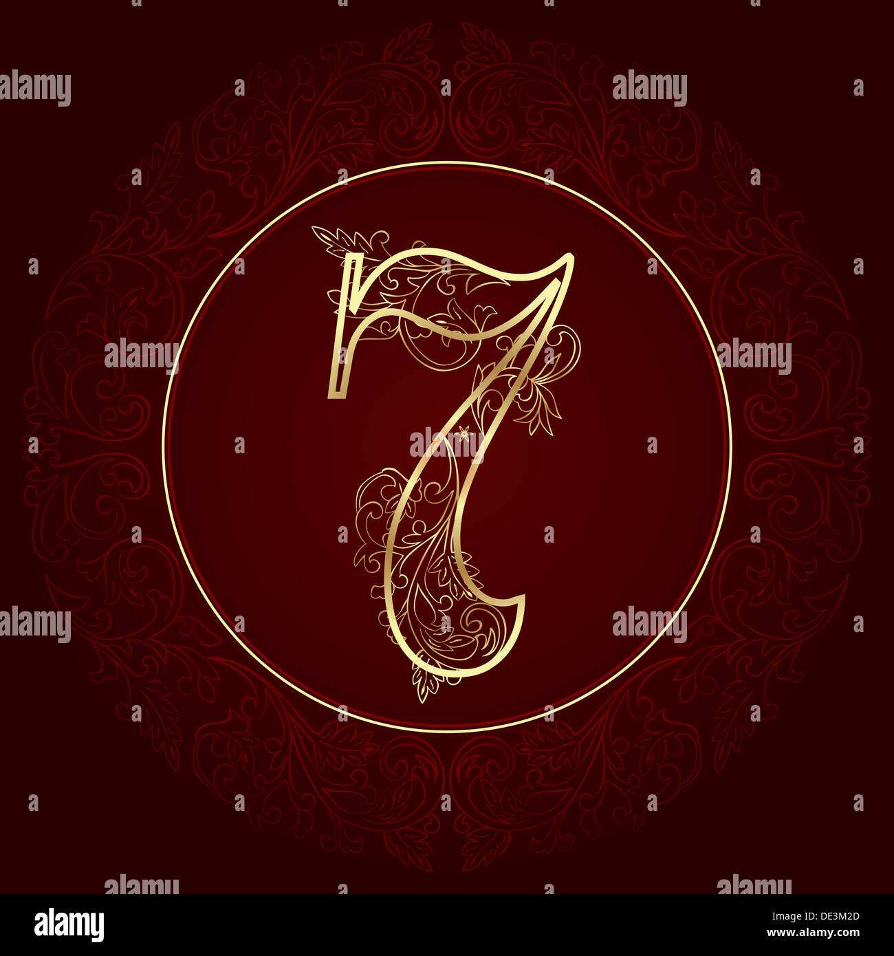 Vintage floral number 7 Stock Photo - Alamy