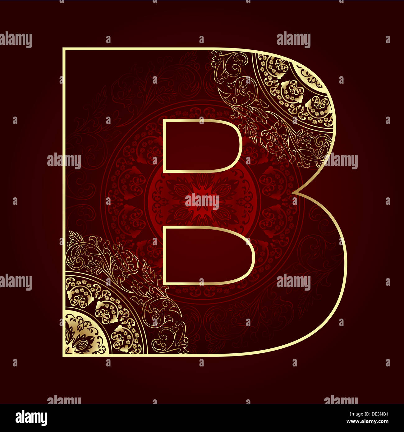 Vintage alphabet with floral swirls, letter B Stock Photo - Alamy