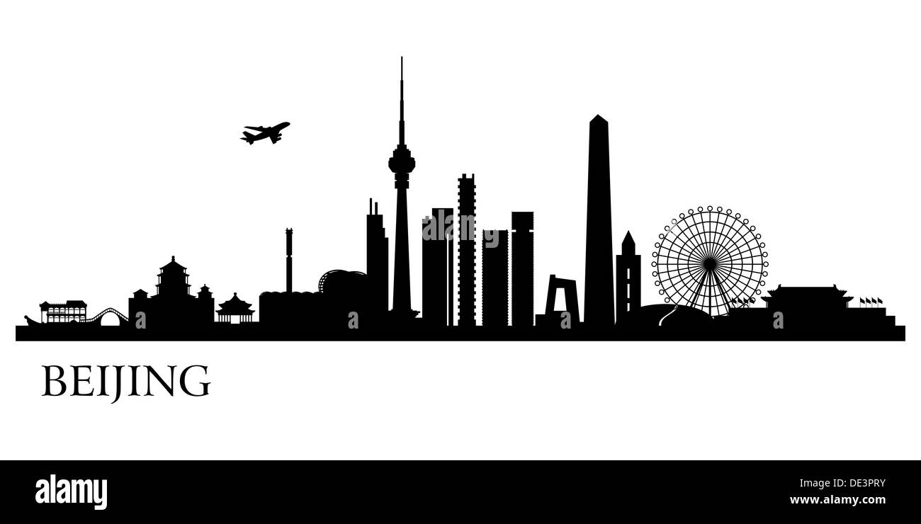 Beijing city skyline silhouette background Stock Photo - Alamy