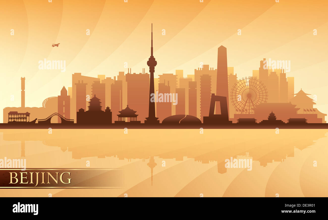 Beijing city skyline silhouette background Stock Photo - Alamy