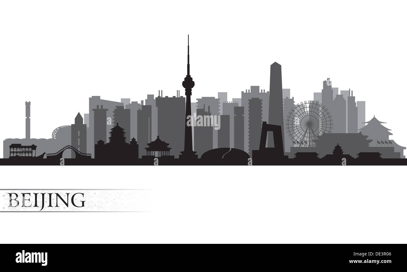 Beijing city skyline silhouette background Stock Photo - Alamy
