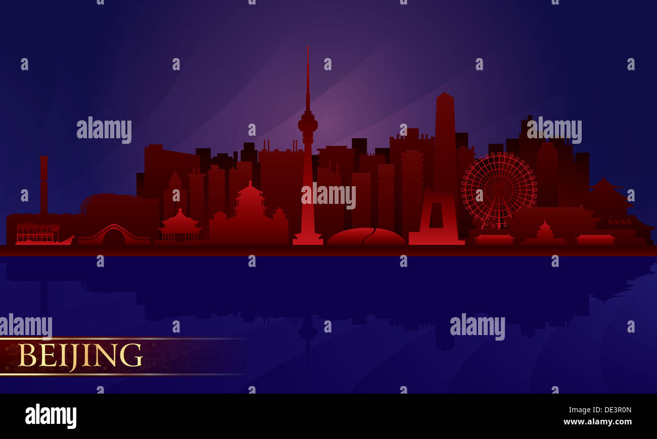 Beijing city skyline silhouette background Stock Photo - Alamy