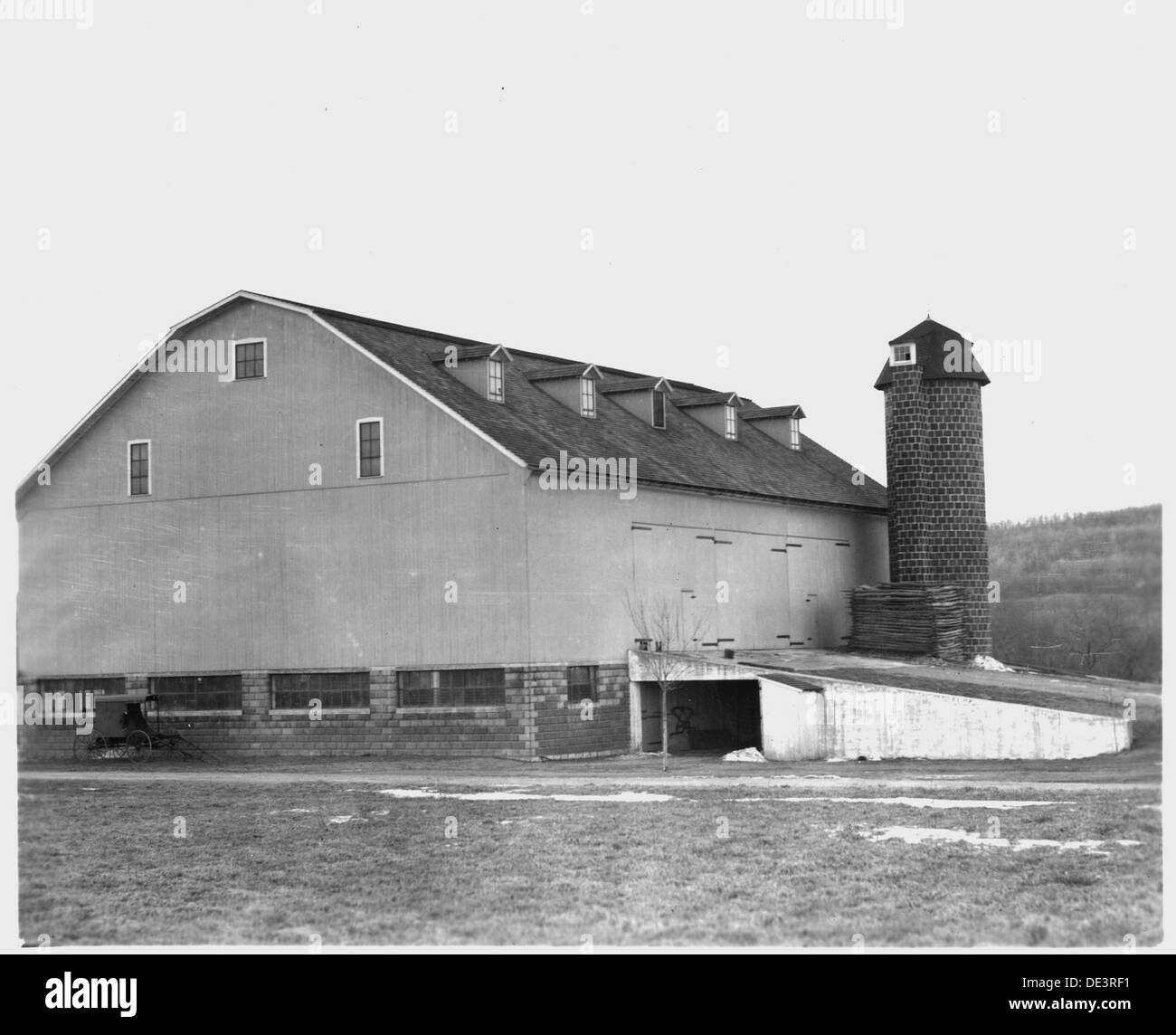 This photograph shows a newly built bank barn in Lancaster County ...