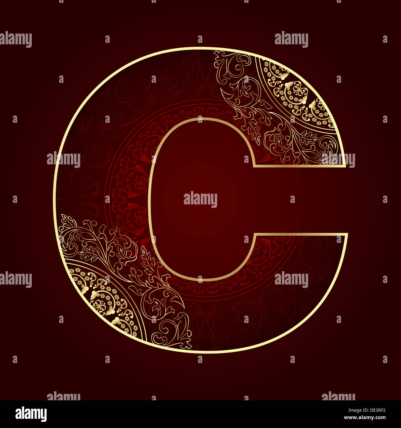 Vintage alphabet with floral swirls, letter C Stock Photo - Alamy