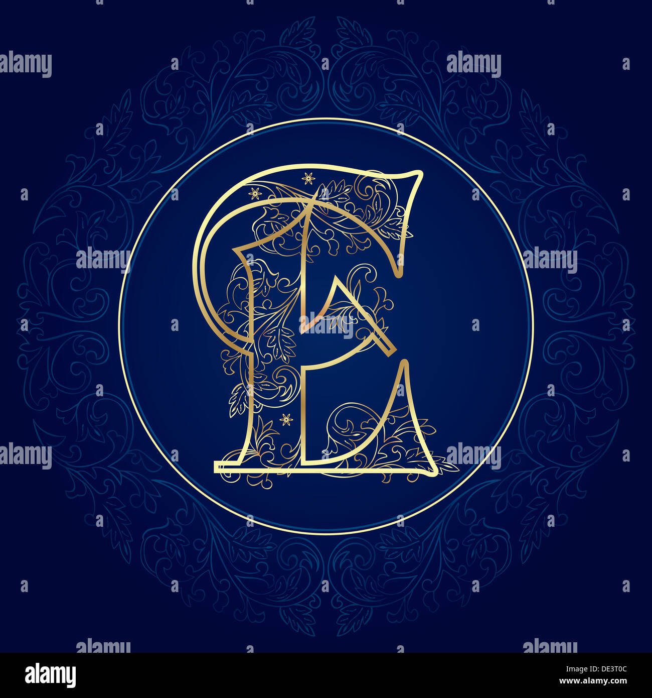 Vintage floral alphabet, letter E Stock Photo - Alamy