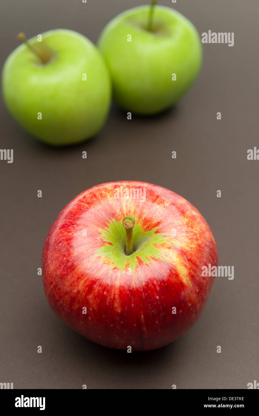 An arrangement of beautiful red and green fresh juicy apples Stock ...