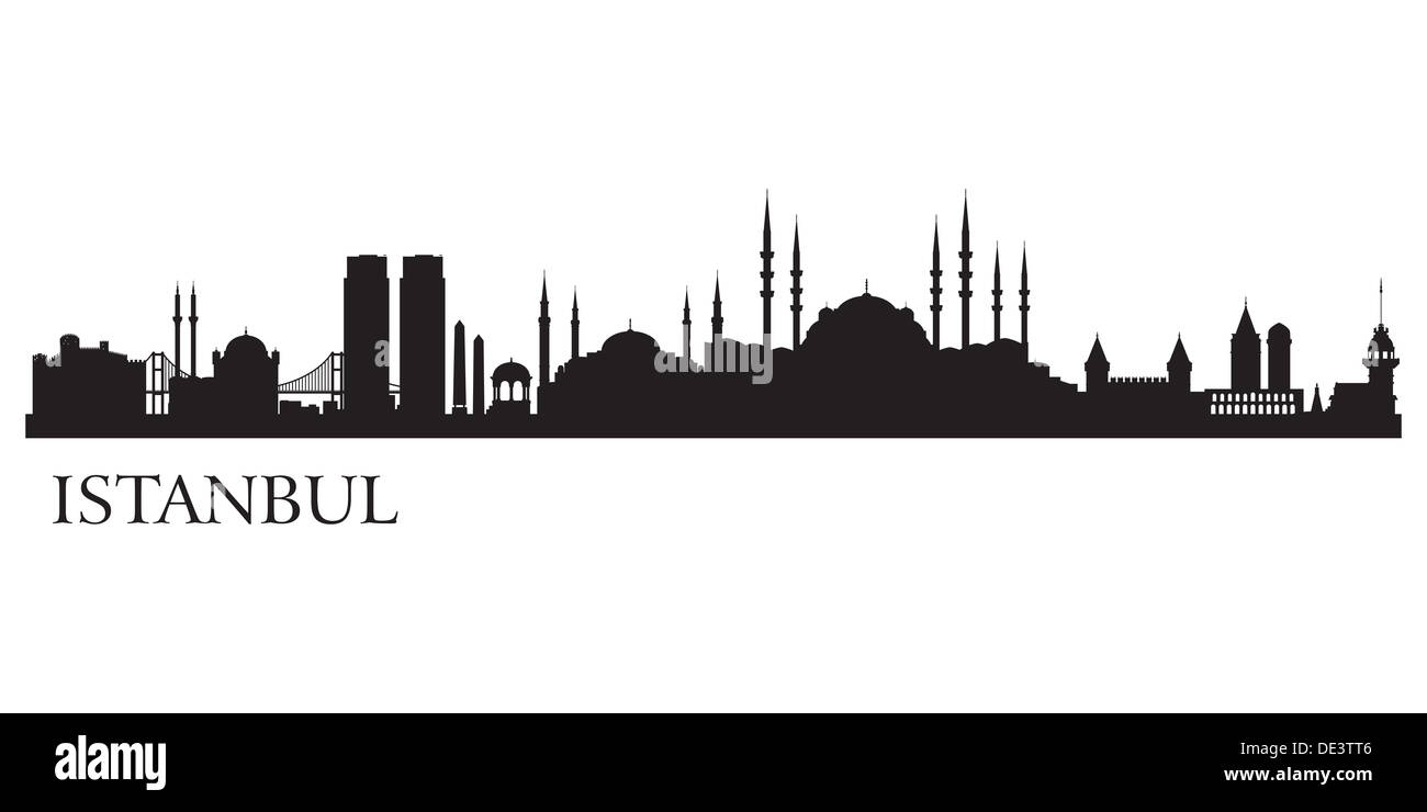 Istanbul city skyline silhouette background Stock Photo - Alamy