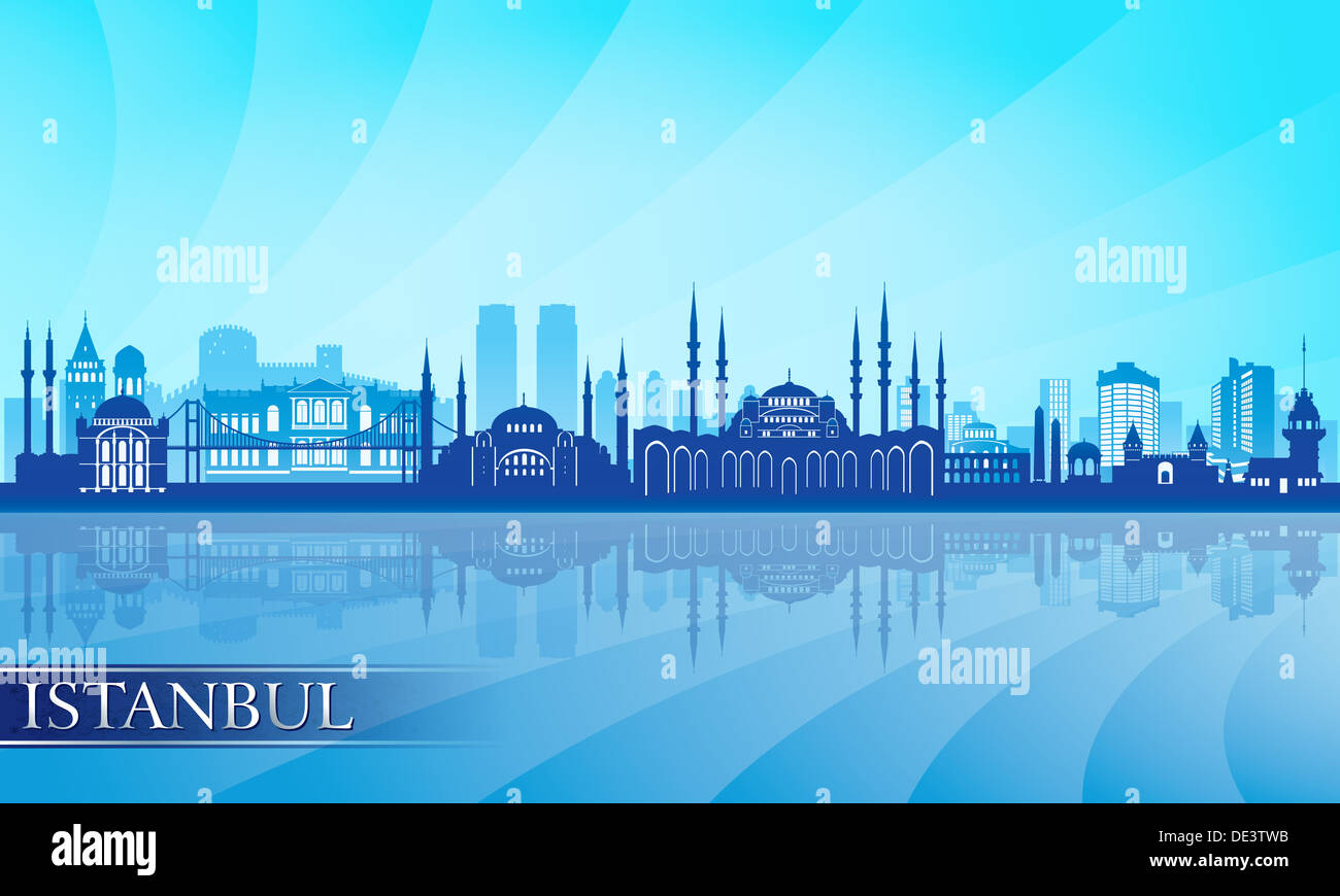 Istanbul city skyline silhouette background Stock Photo - Alamy
