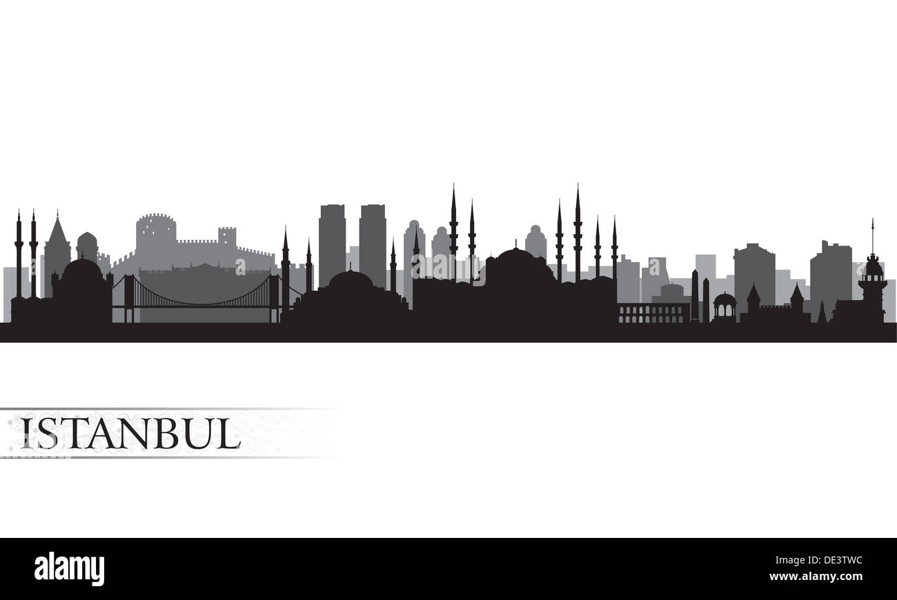 Istanbul city skyline silhouette background Stock Photo - Alamy