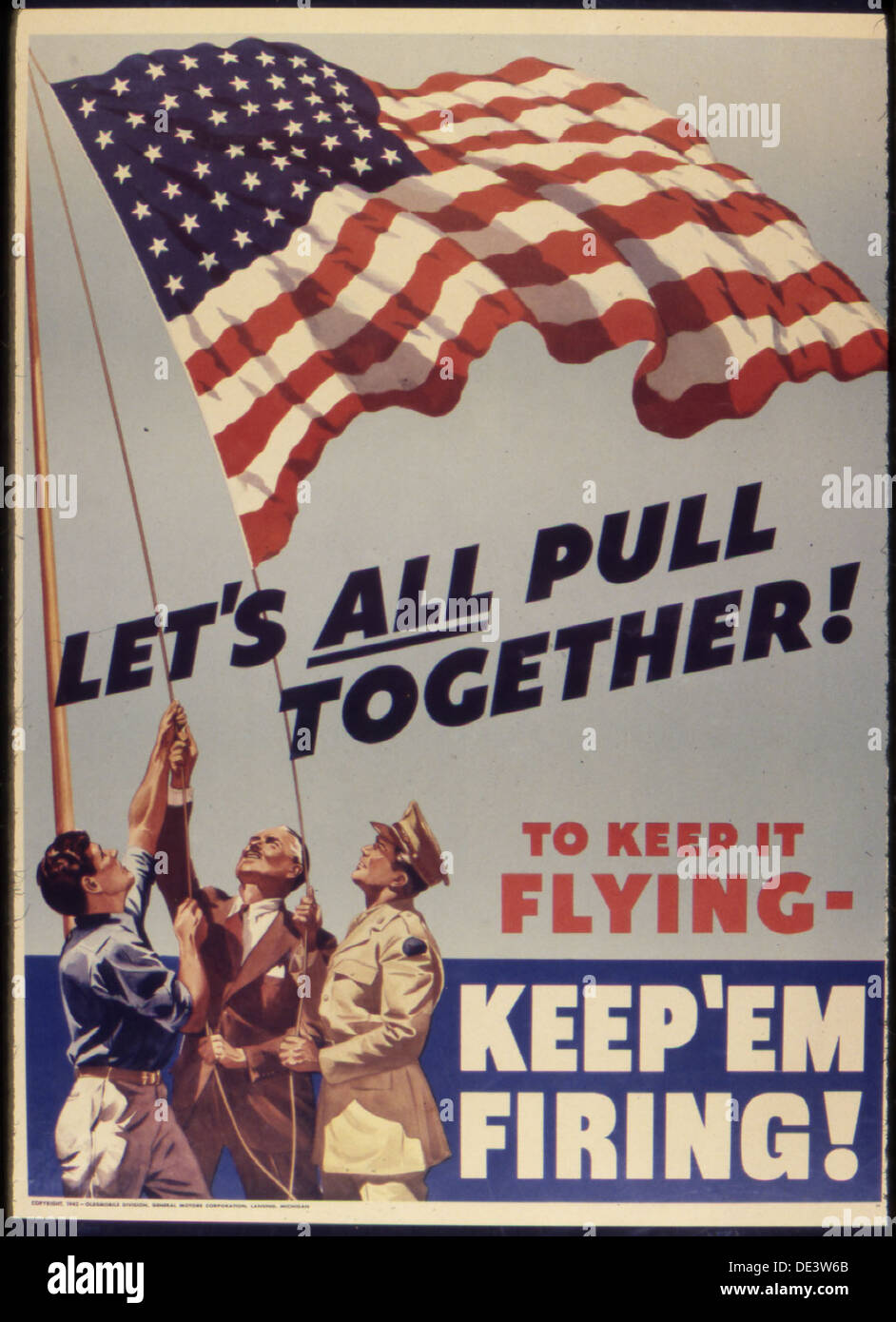 This World War II-era poster urges people to unite and support the war ...