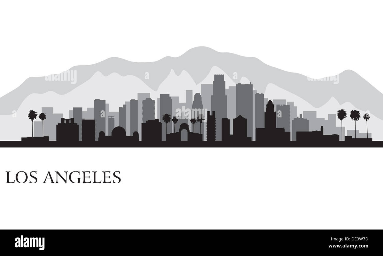 Los Angeles city skyline silhouette background Stock Photo - Alamy