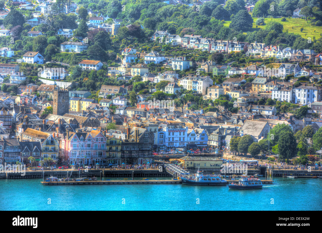 Dartmouth town Devon with the waterfront and harbour by the River Dart ...