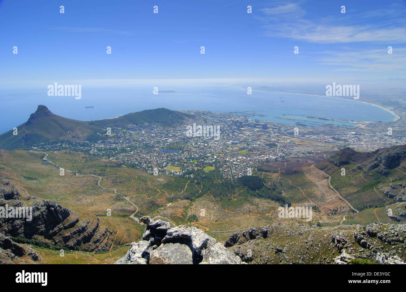 magnificent view from Table Mountain in Cape Town South Africa Stock ...