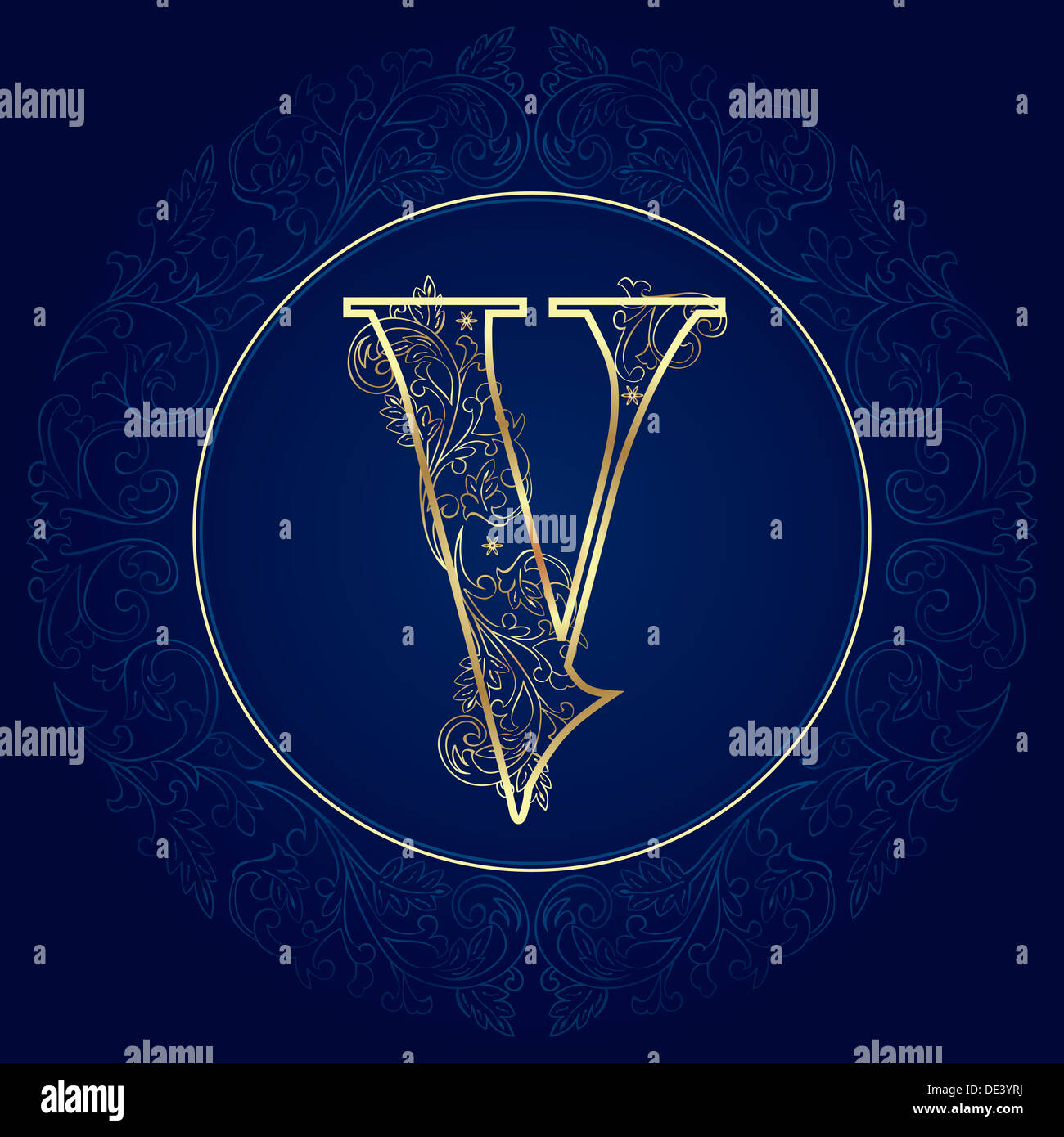 Vintage floral alphabet, letter V Stock Photo - Alamy