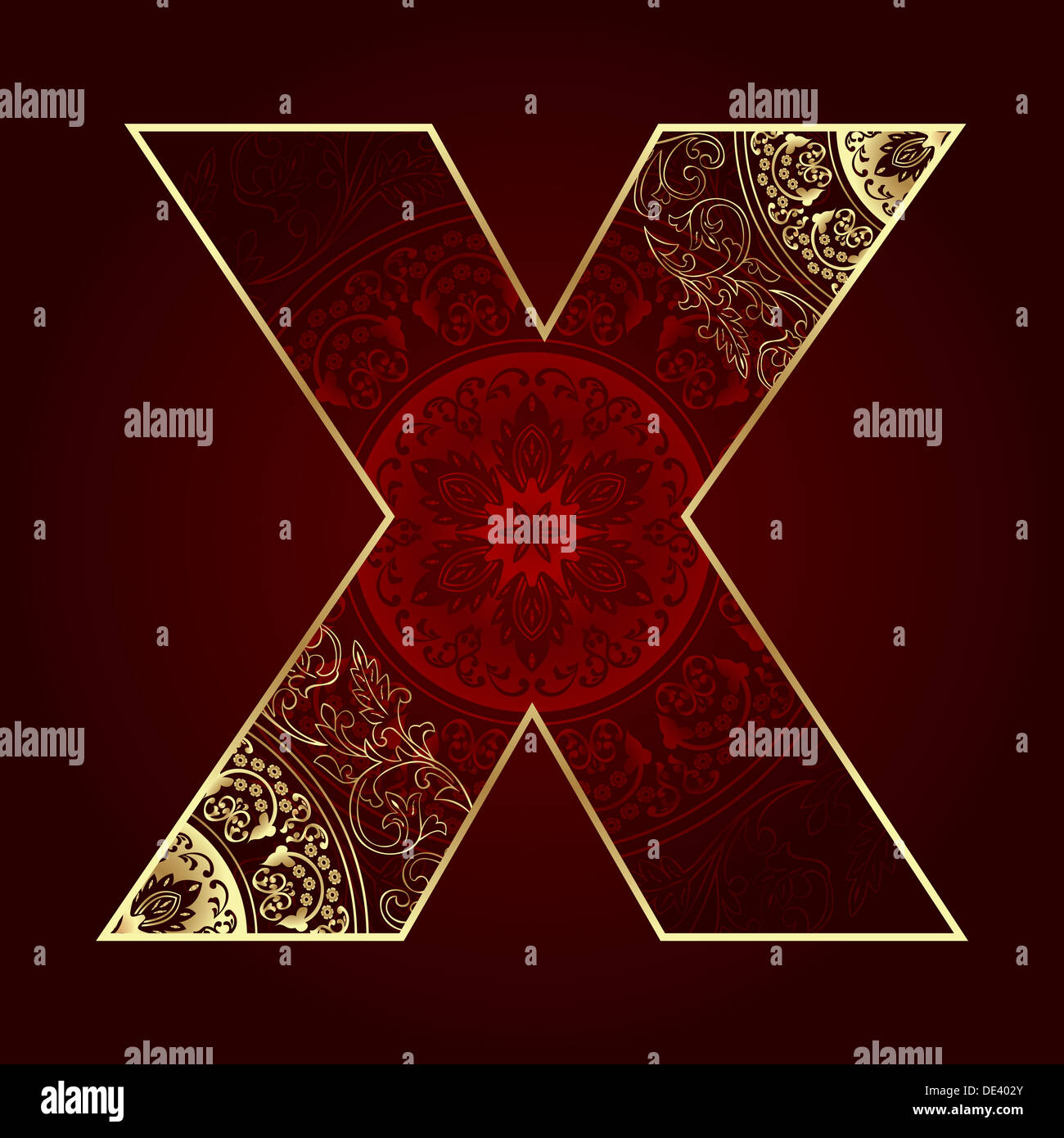 Vintage alphabet with floral swirls, letter X Stock Photo - Alamy