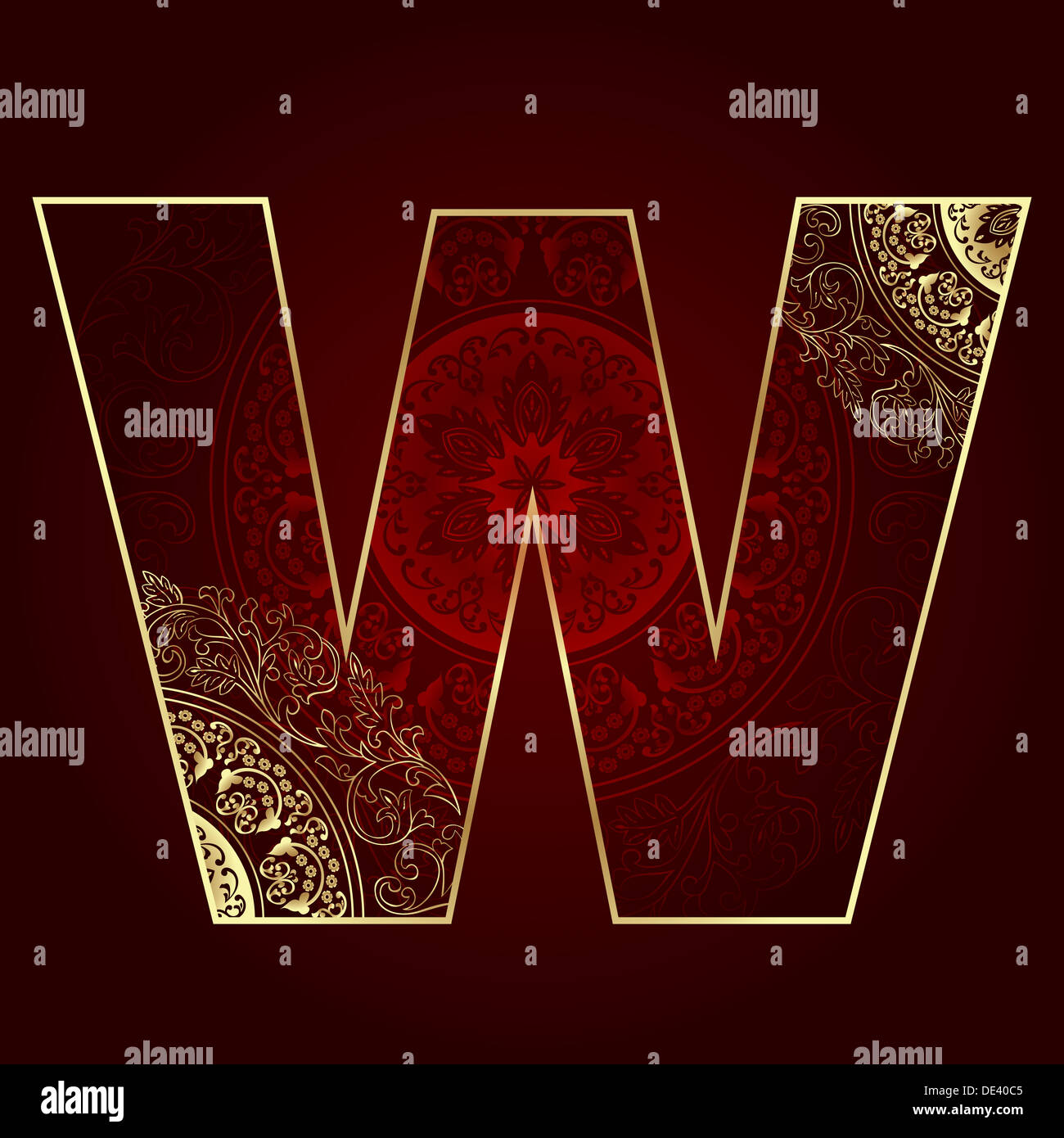 Vintage alphabet with floral swirls, letter W Stock Photo - Alamy