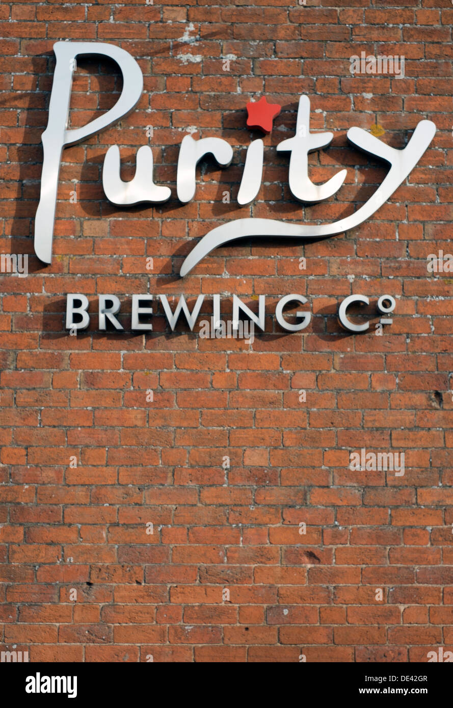 The Purity Brewing Company sign, Great Alne, Warwickshire, UK Stock ...