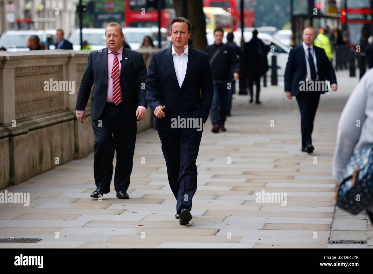 British Prime Minister David Cameron walking his daughter Florence to ...
