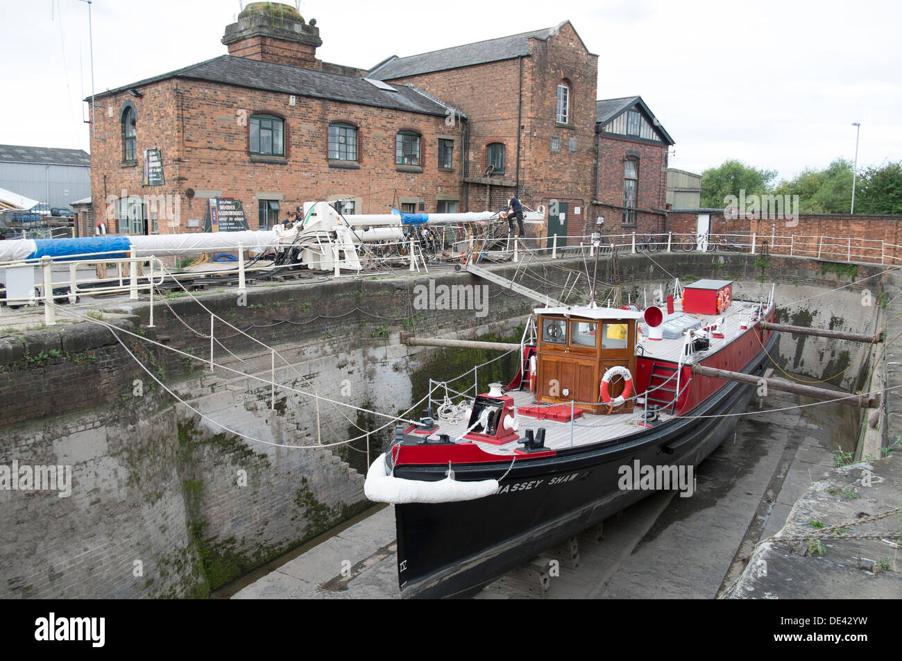 One of the dry docks with a boat being maintained in the Gloucester ...