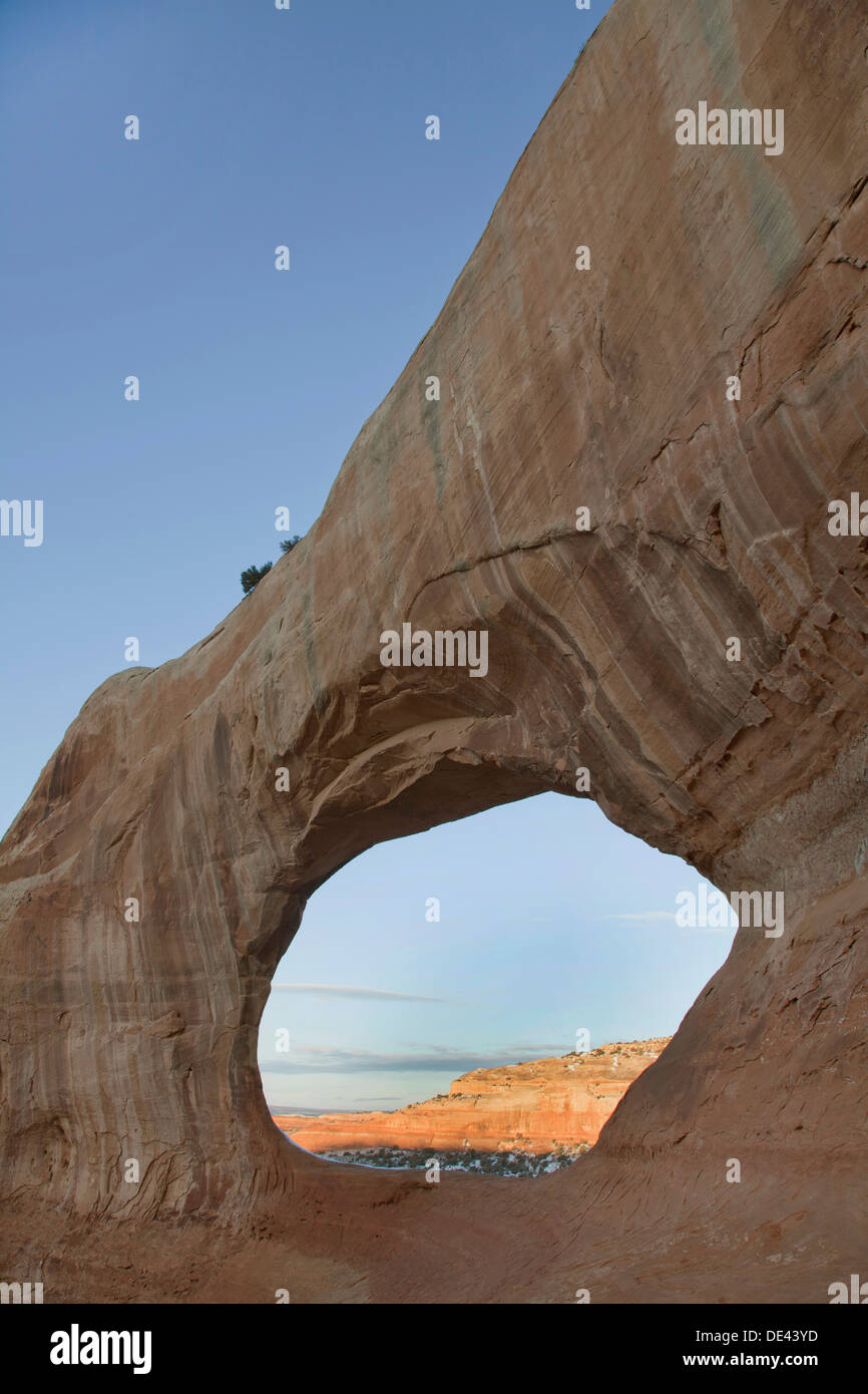Wilson Arch with a light dusting of snow near Moab, Utah Stock Photo ...