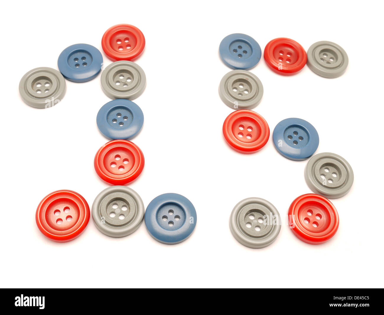 Figure "15" from buttons on a white background Stock Photo - Alamy