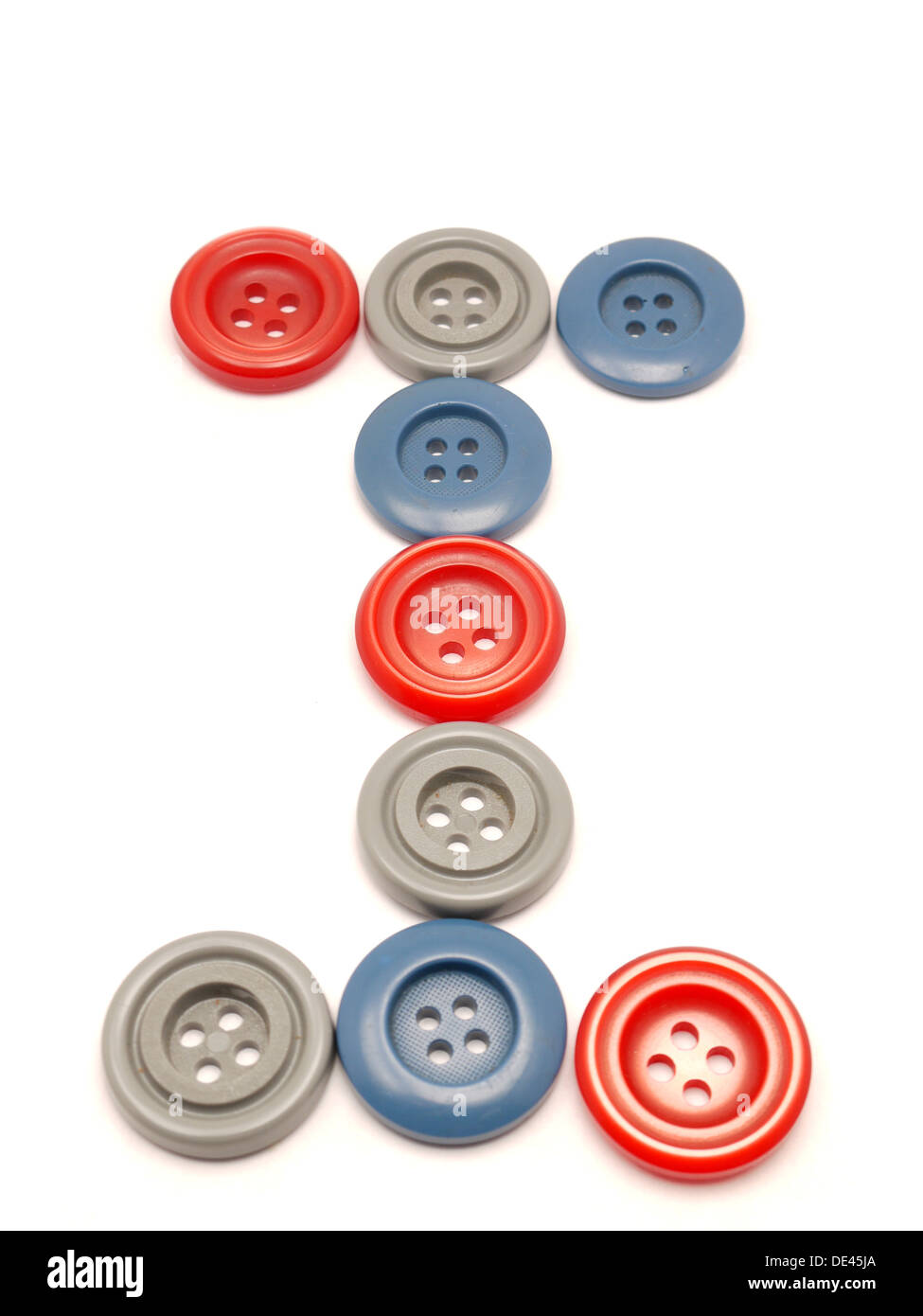 Letter "I" from buttons on a white background Stock Photo - Alamy