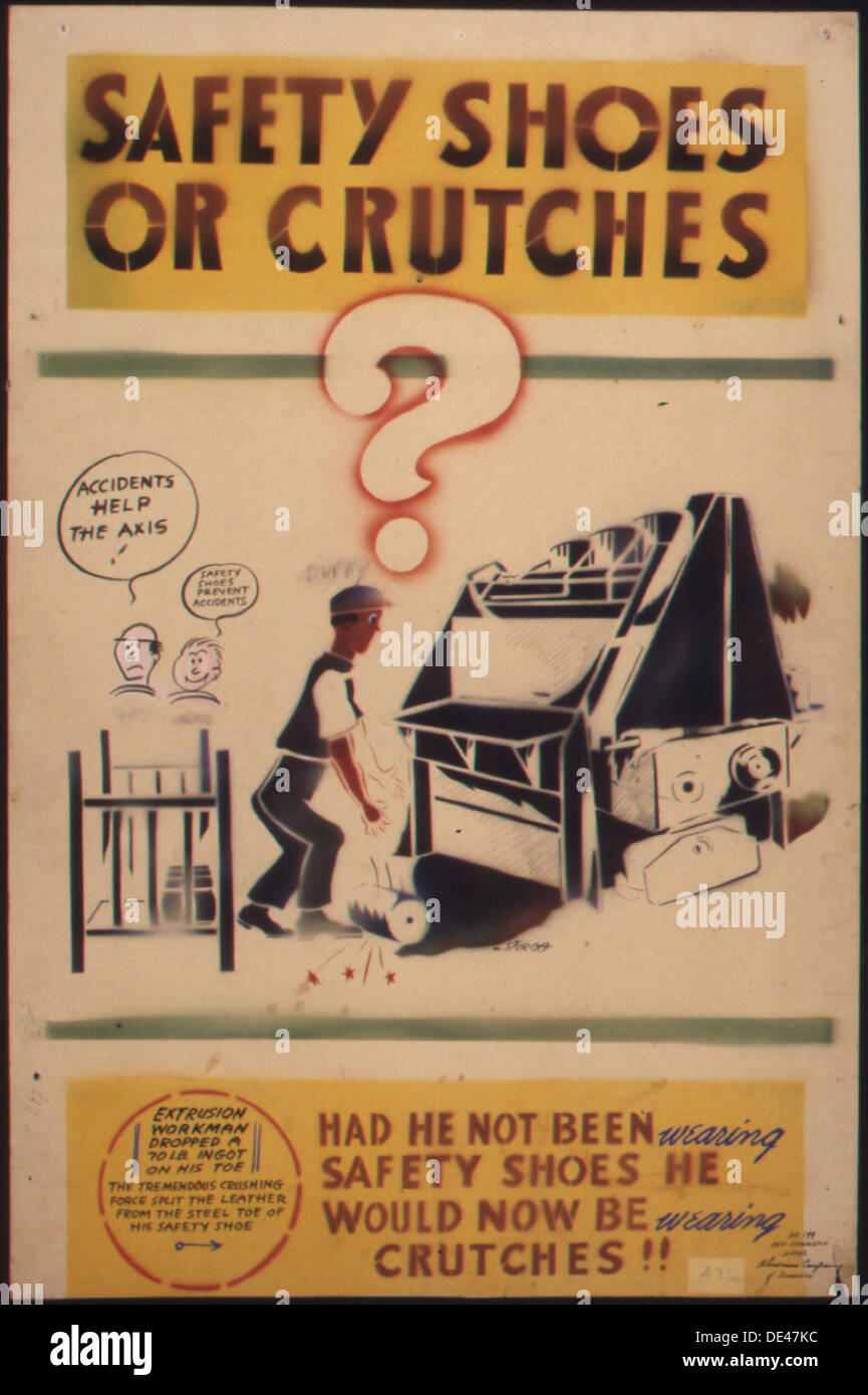 This World War II-era American propaganda poster urges workers to wear ...