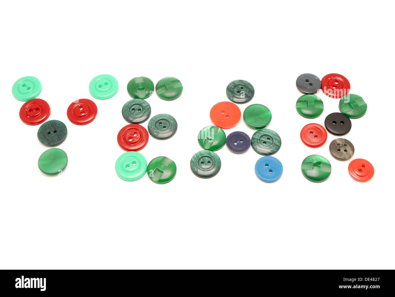 Figure "Year" from buttons on a white background Stock Photo - Alamy