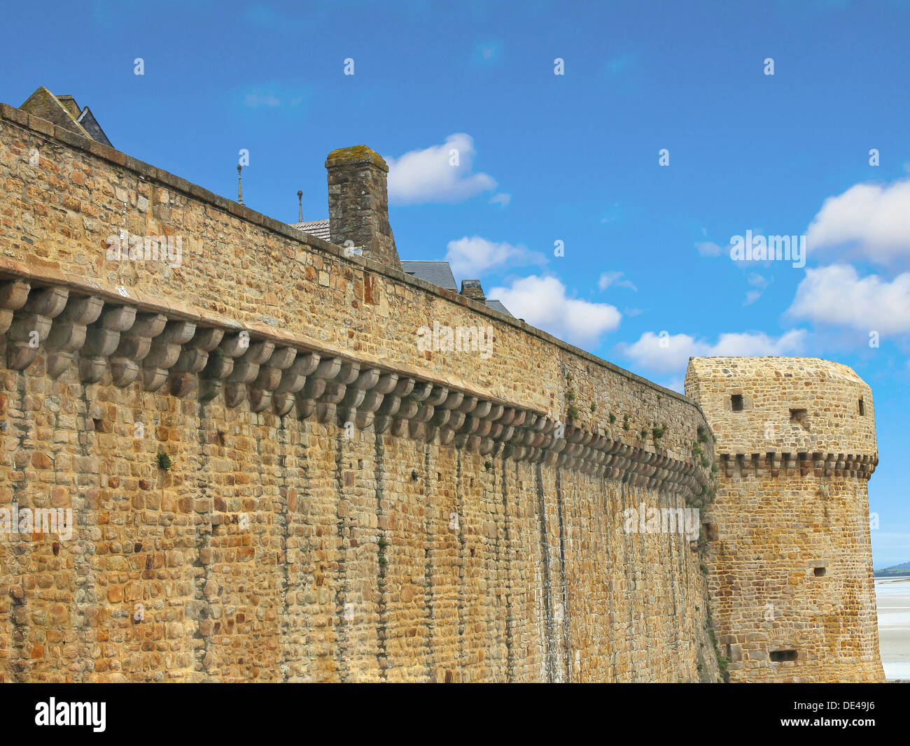 Fortress wall the abbey of Mont Saint Michel. Normandy, France Stock ...