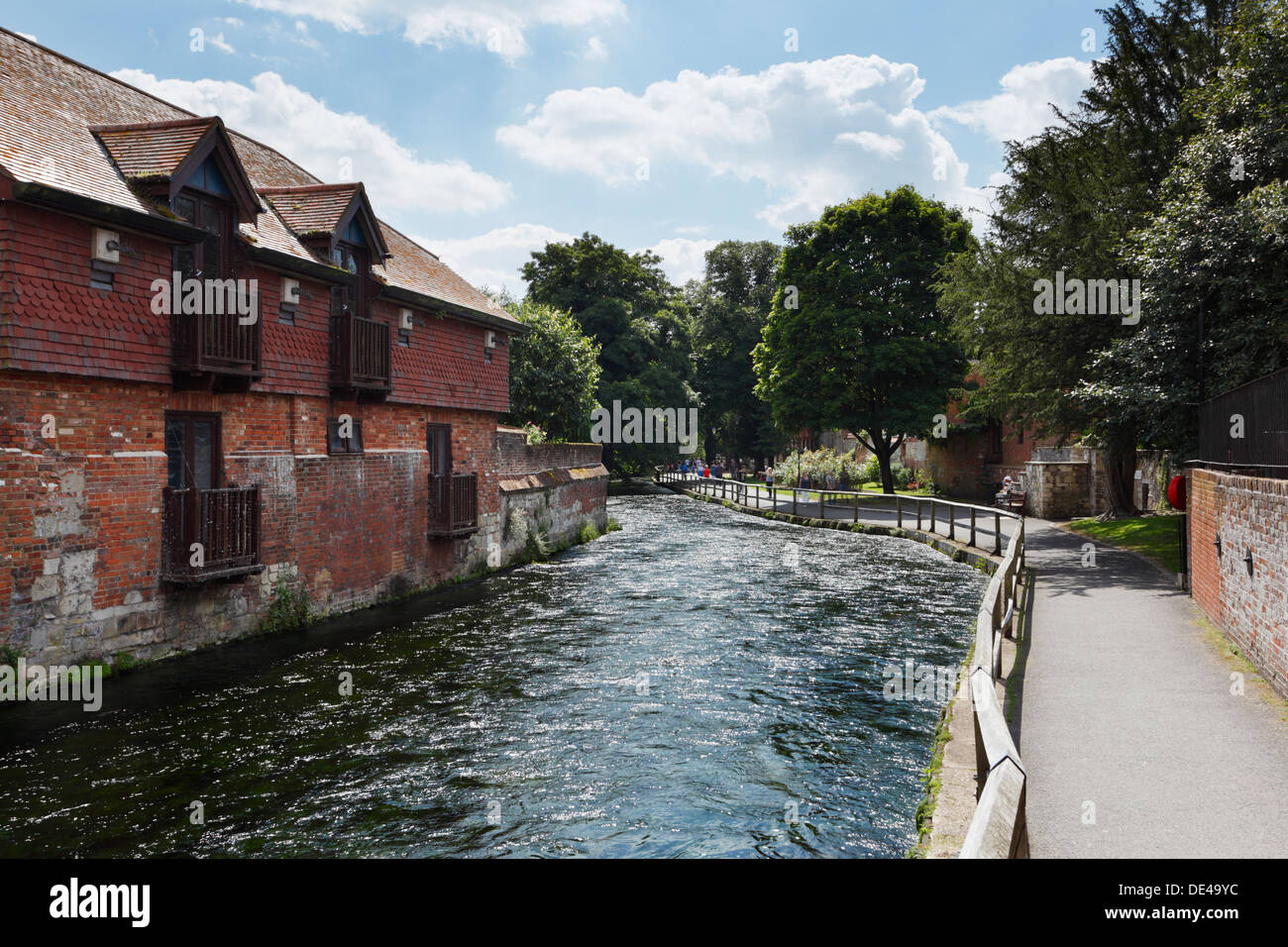 River Itchen flowing through Winchester. Hampshire. England. UK Stock ...
